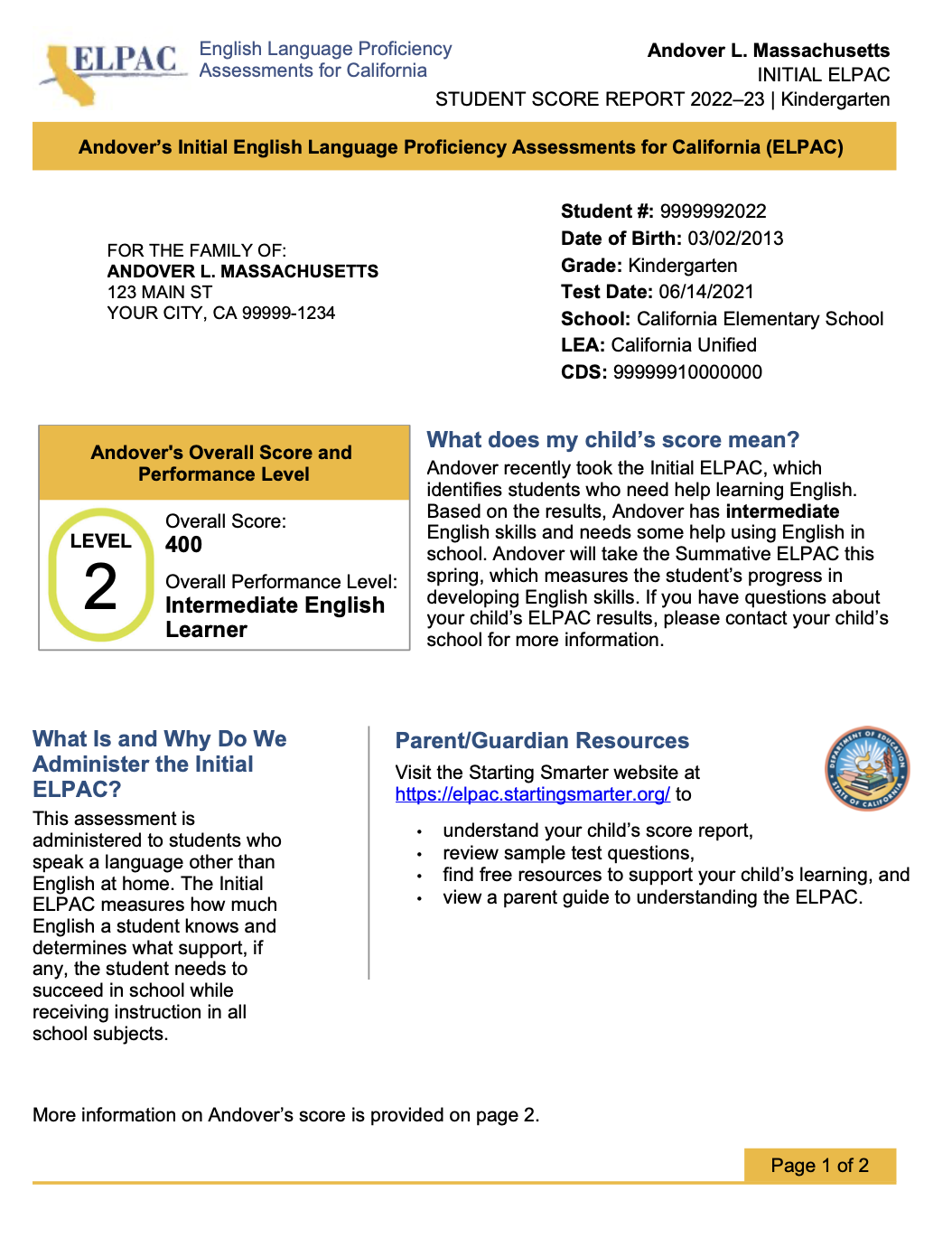 ELPAC Starting Smarter English Language Proficiency Assessments For ELPAC Starting Smarter English Language Proficiency Assessments For